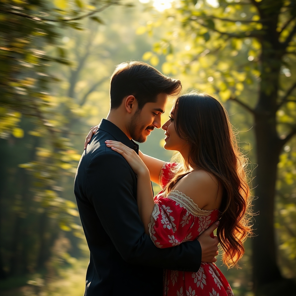 crear una imagen de jesús y yo abrazados y sonriendo con fondo de pradera